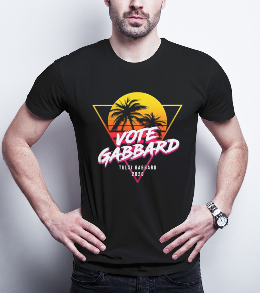 Vote Gabbard Tulsi Gabbard 2020 Sunset Palm Trees T-Shirt