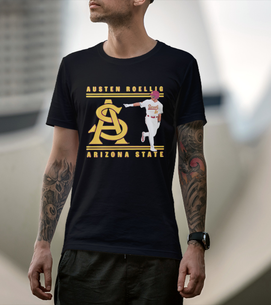 Austen Roellig Arizona State Devils Baseball NCAA Illustrated ASU T-Shirt