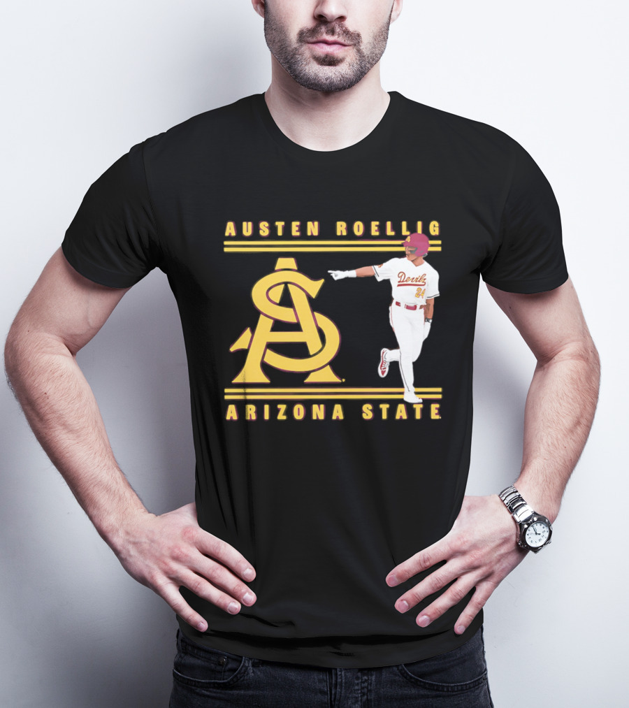 Austen Roellig Arizona State Devils Baseball NCAA Illustrated ASU T-Shirt