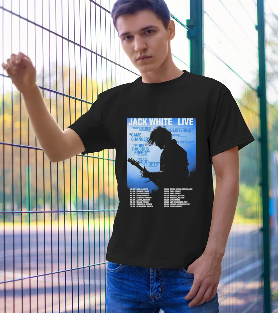 Jack White Live Europe 2026 Tour Dates Schedule Legendary Rock Concert Experience T-Shirt