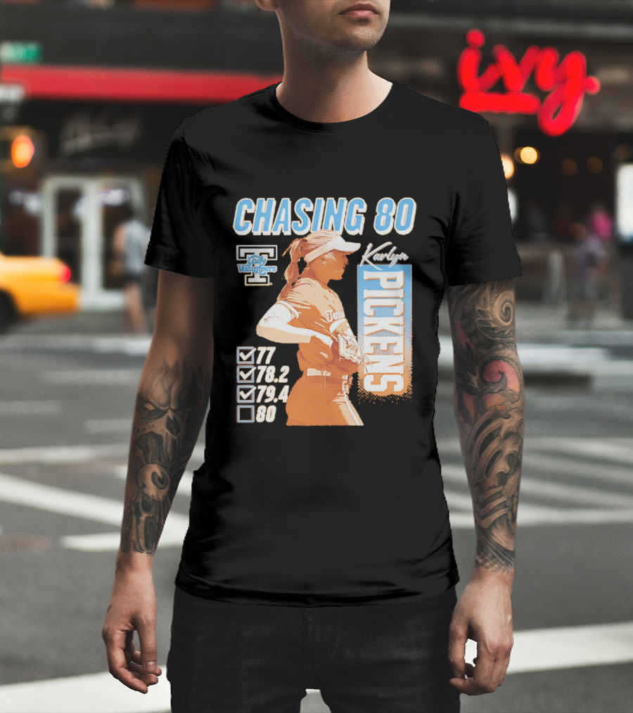 Karlyn Pickens Tennessee Lady Volunteers Softball Chasing 80 T-Shirt