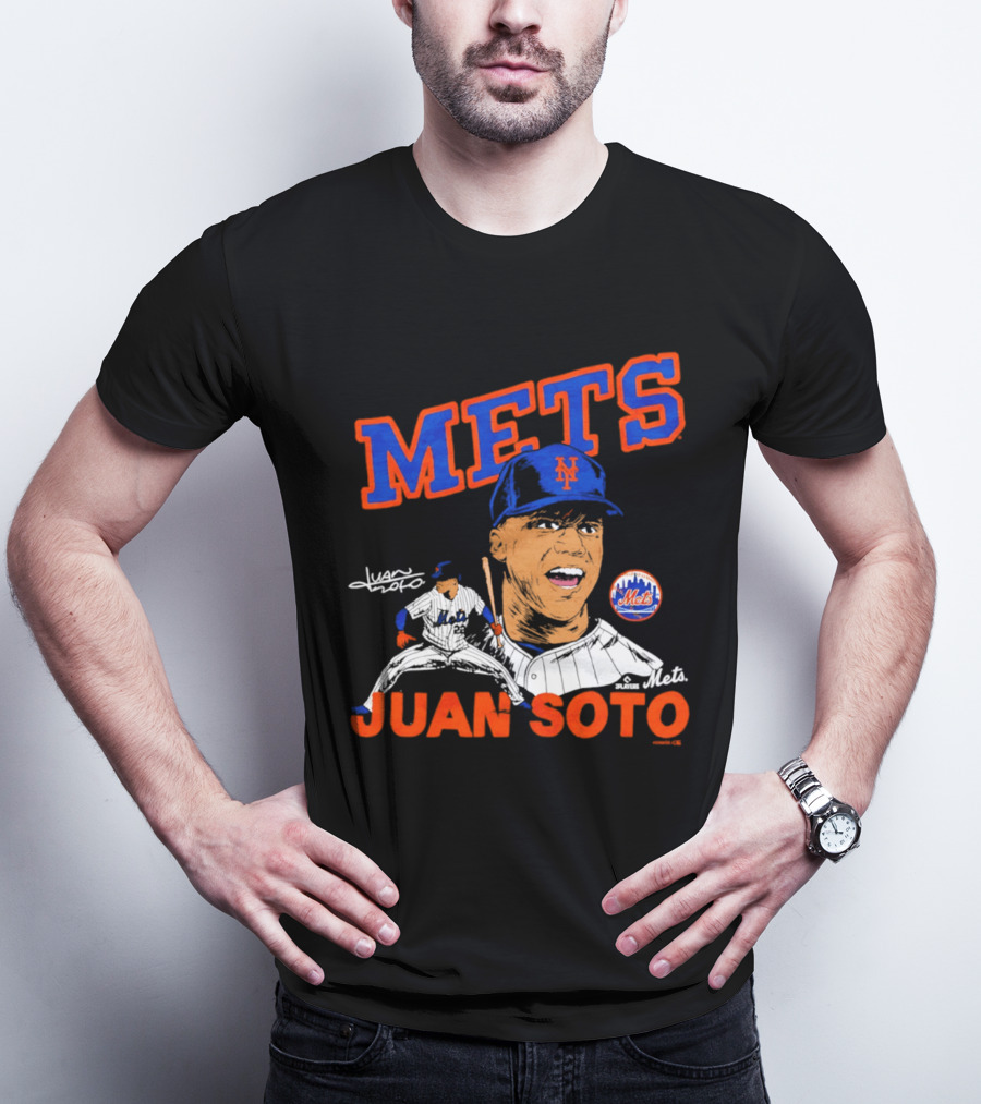 Mets Juan Soto Caricature Tri Blend T-Shirt