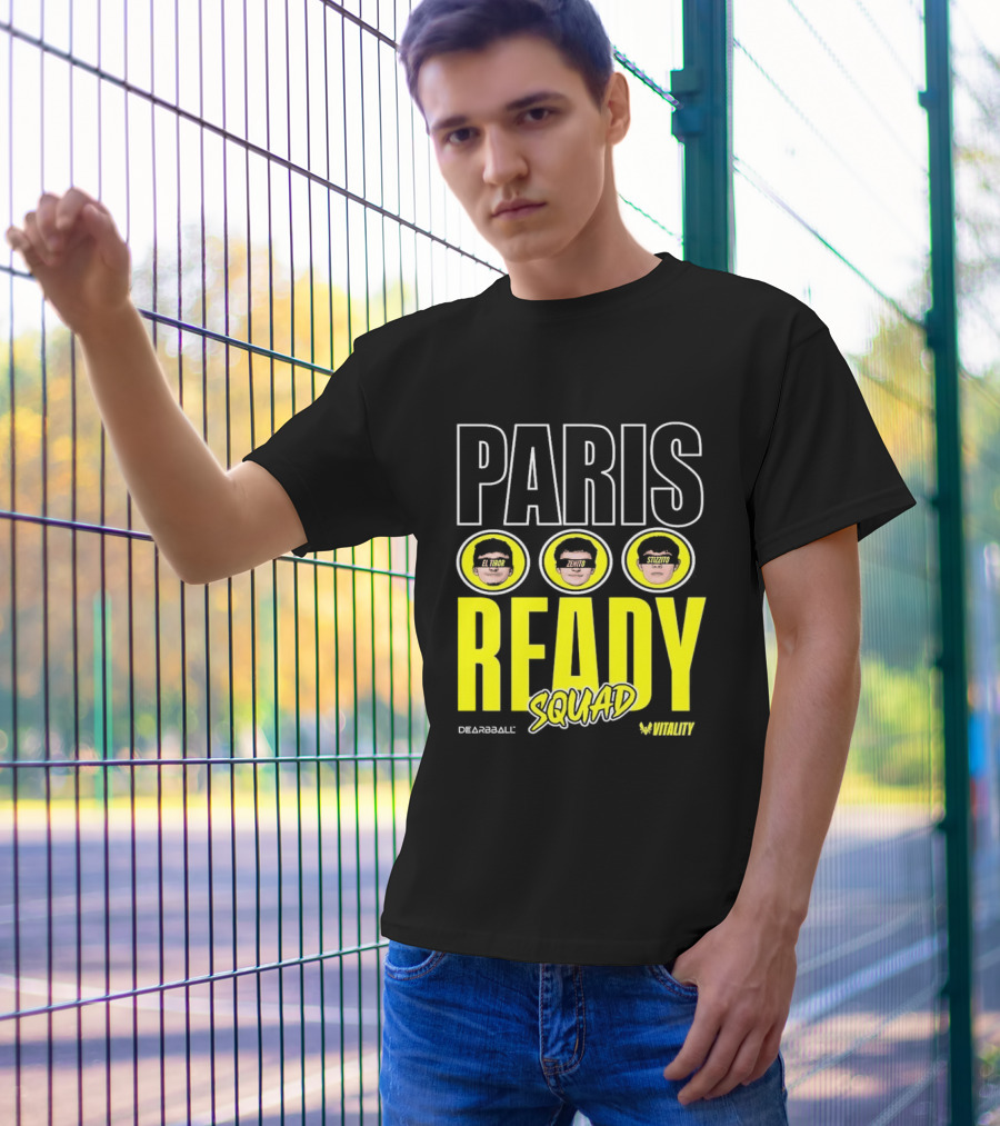 Paris Ready Squad Dearbball Vitality Text Faces T-Shirt