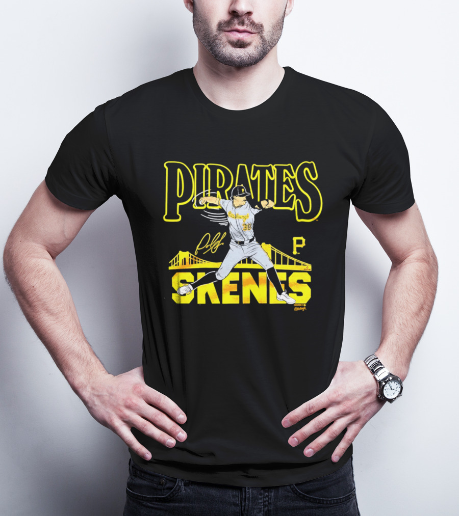 Pittsburgh Pirates Paul Skenes Signature Bridge T-Shirt
