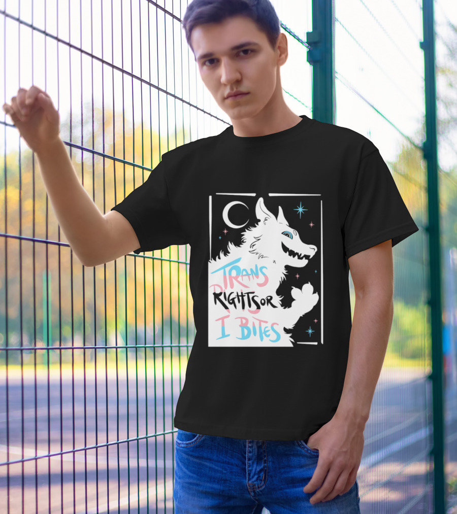 Trans Rights Or I Bites Wolf Moon Stars T-Shirt