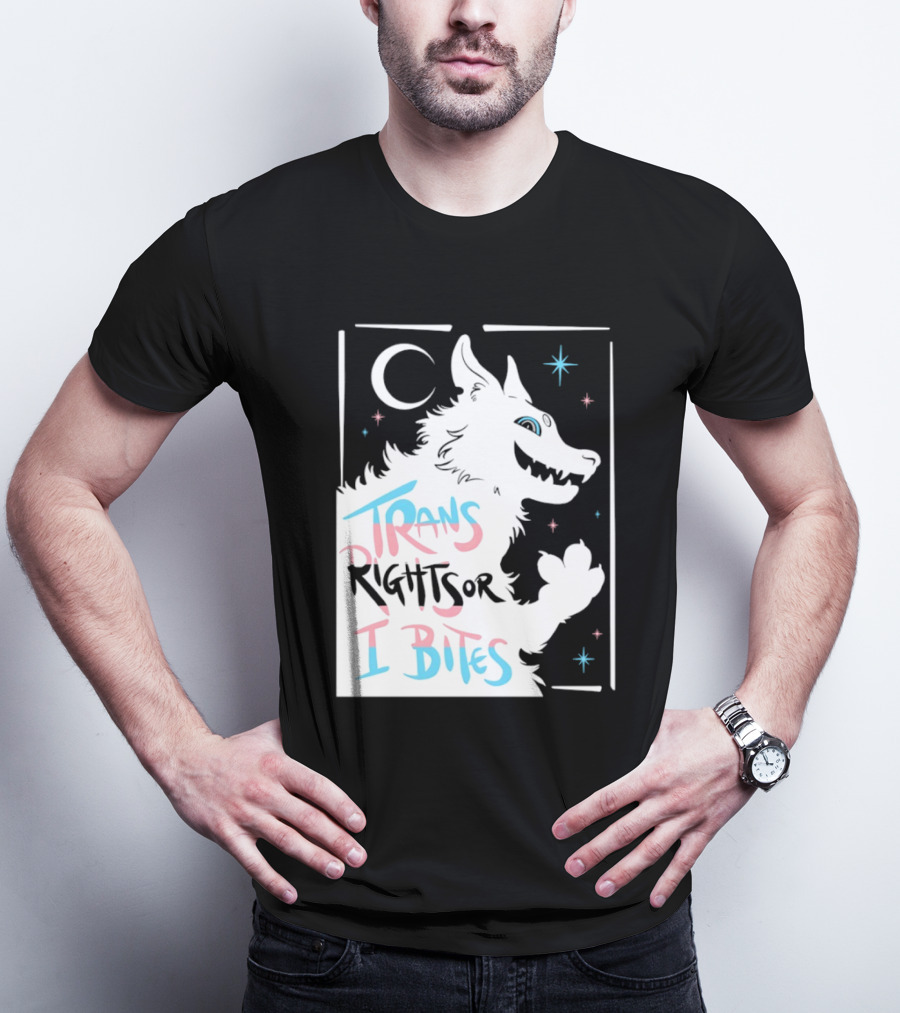 Trans Rights Or I Bites Wolf Moon Stars T-Shirt