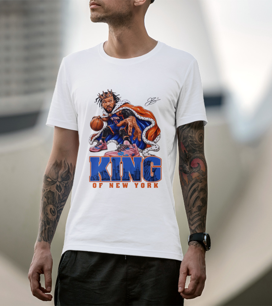 Jalen Brunson King Of New York Knicks Crown Cape T-Shirt