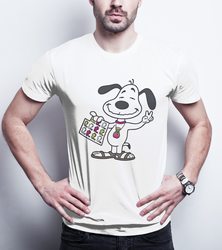 Snoopy Peace Sign Hippie Woodstock Peanuts Pop Culture T-Shirt