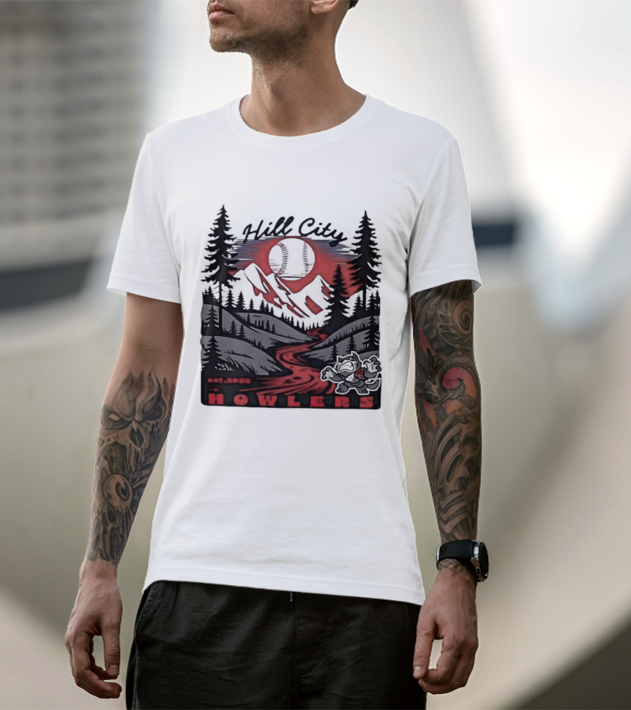Hill City Howlers Est 2020 Mountain Pine Tree Forest Nature Sports T-Shirt