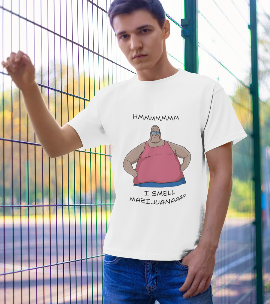 HMMMMMMM I Smell Marijuana Meme Character In Pink T-Shirt