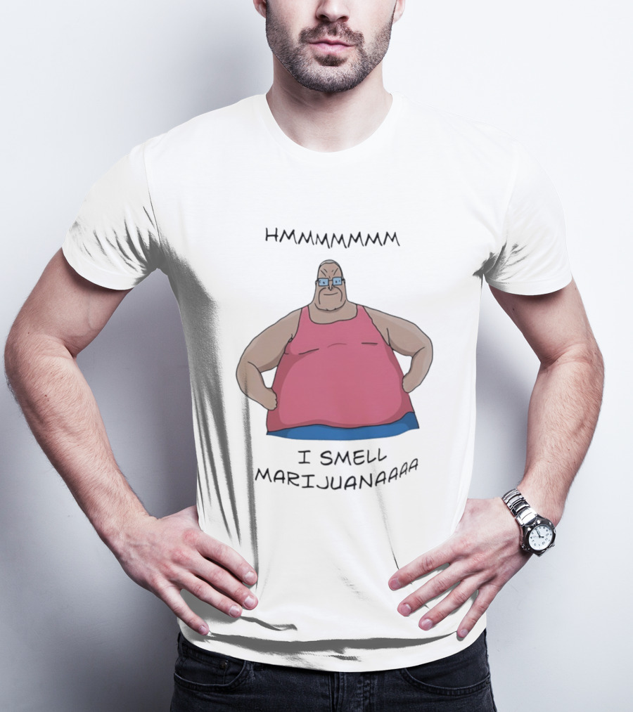 HMMMMMMM I Smell Marijuana Meme Character In Pink T-Shirt