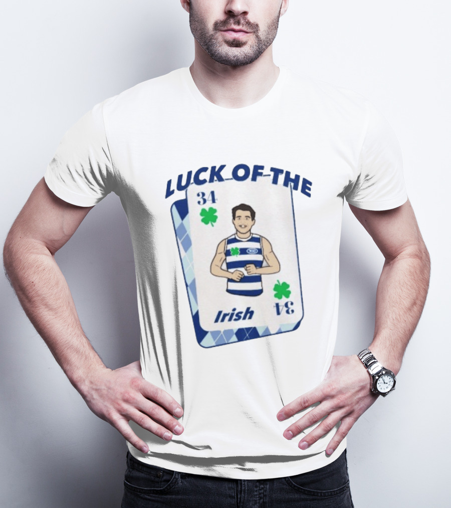 Luck Of The Irish 34 Playing Card Featuring Athletic Character And Shamrocks T-Shirt