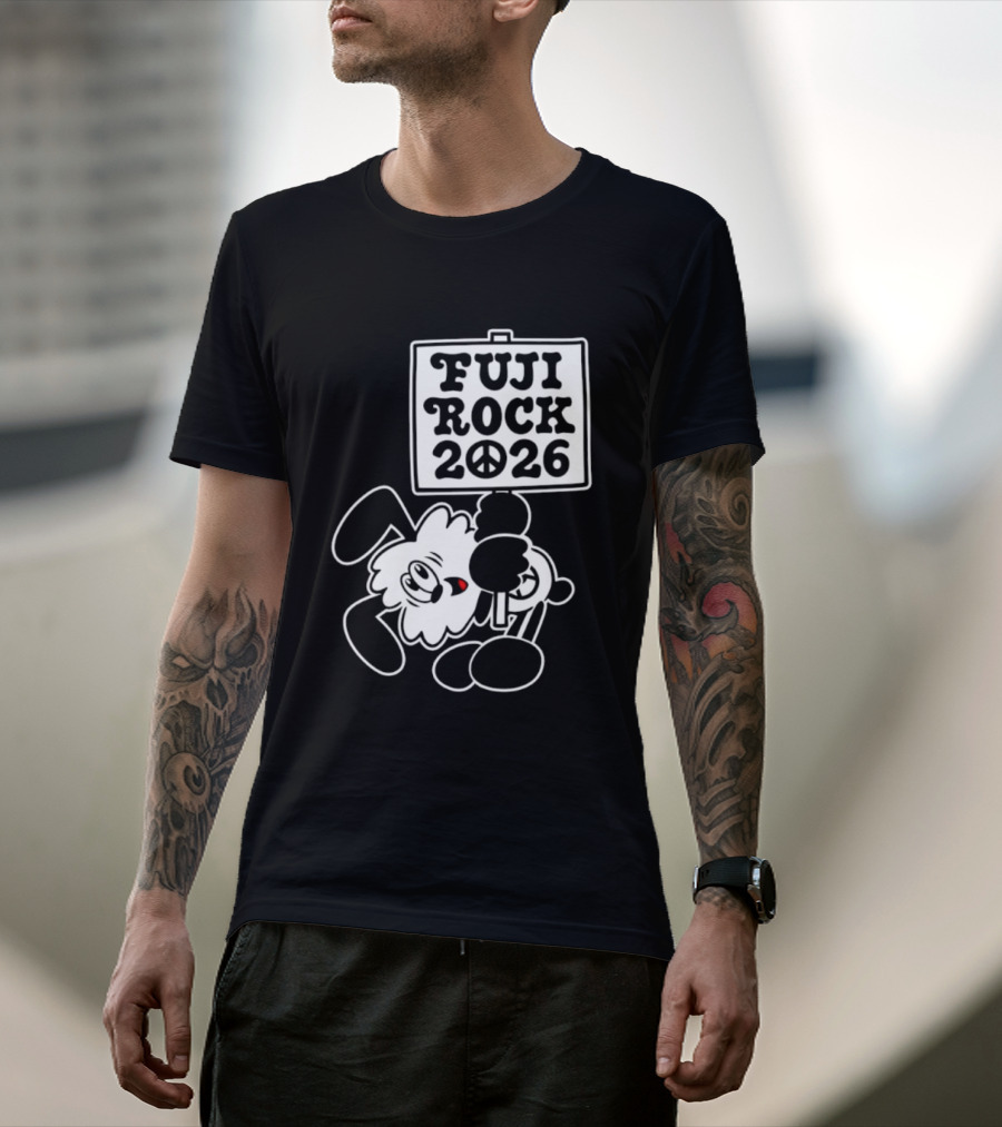 Fuji Rock 2026 Peace Sign Cartoon T-Shirt