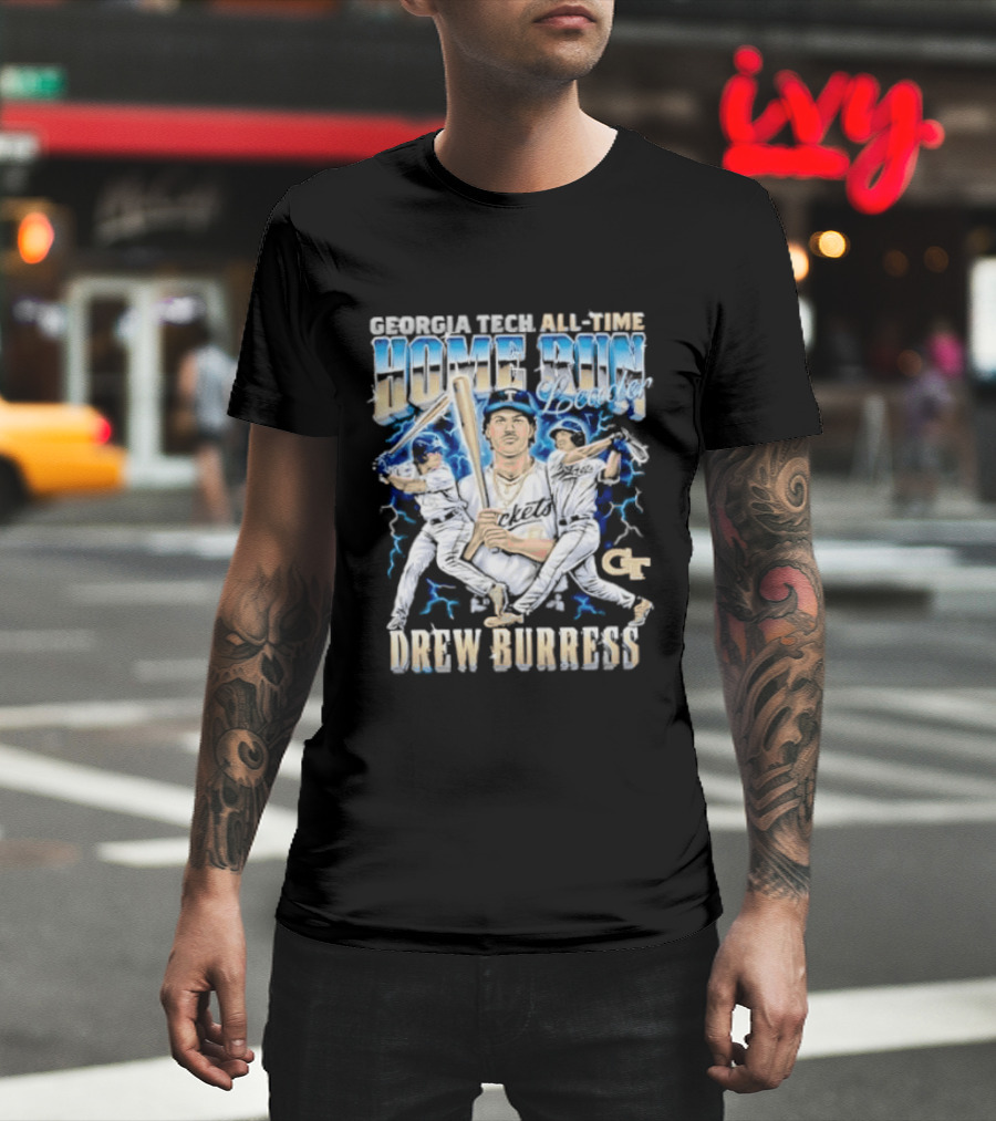 Georgia Tech All Time Home Run Drew Burress GT Baseball Players T-Shirt