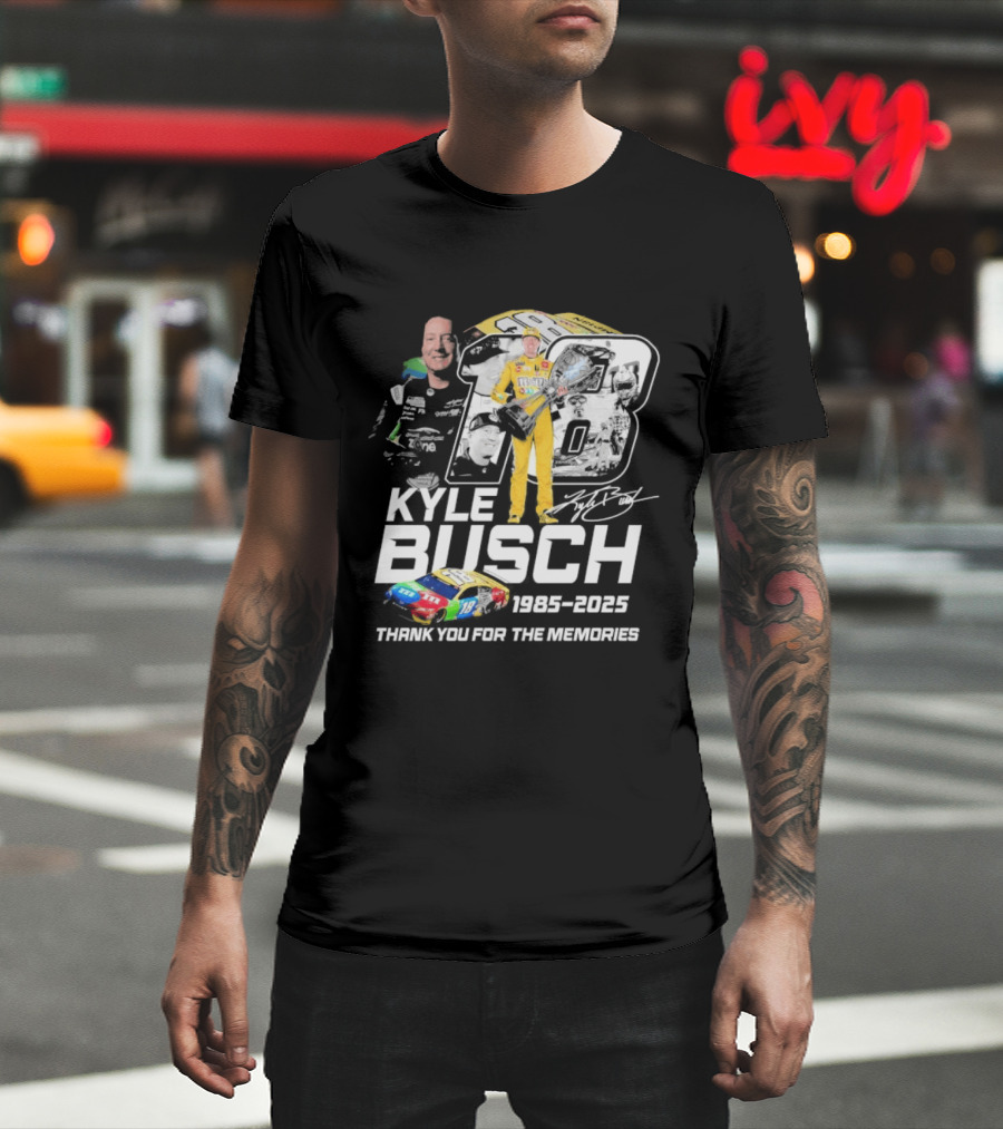 Kyle Busch Racing 1985 2025 Thank You For The Memories 18 Car NASCAR T-Shirt