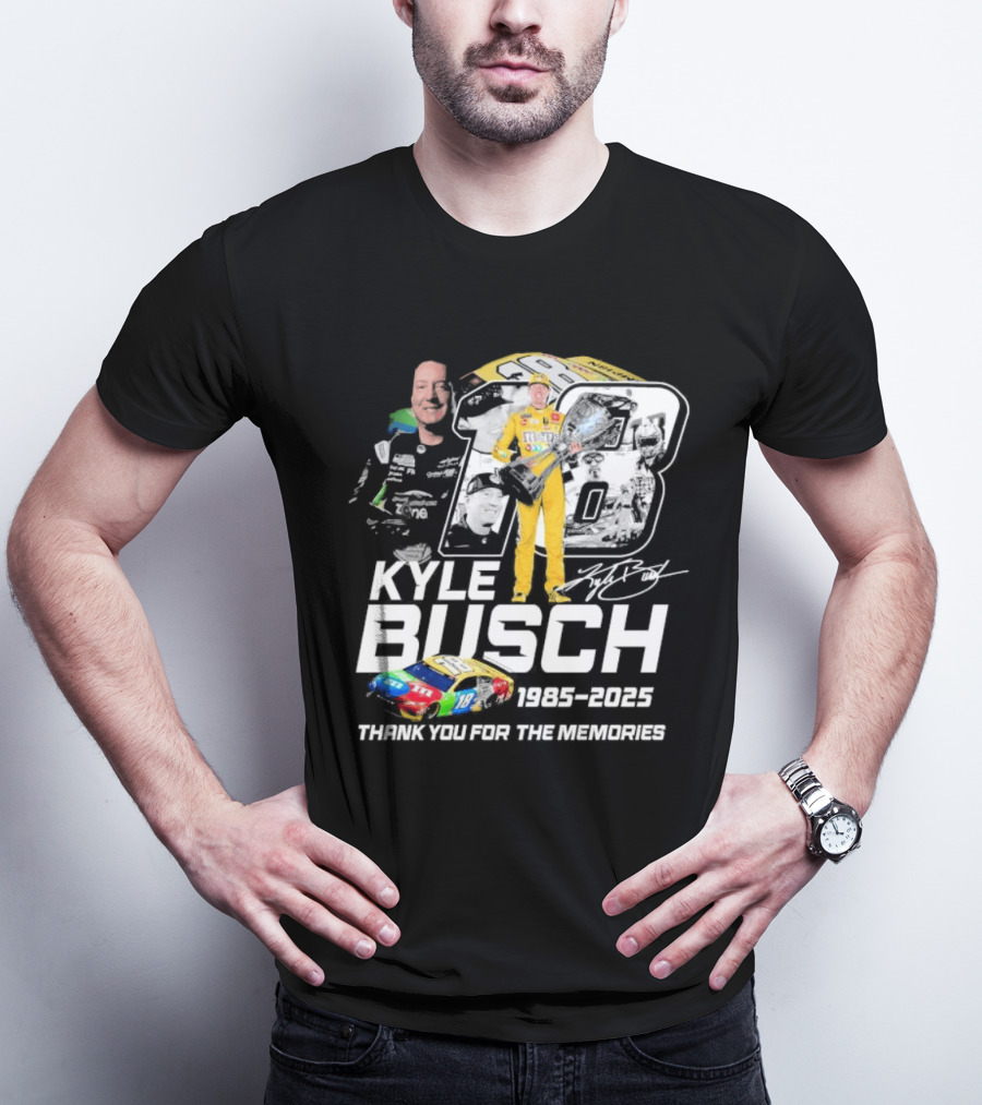 Kyle Busch Racing 1985 2025 Thank You For The Memories 18 Car NASCAR T-Shirt