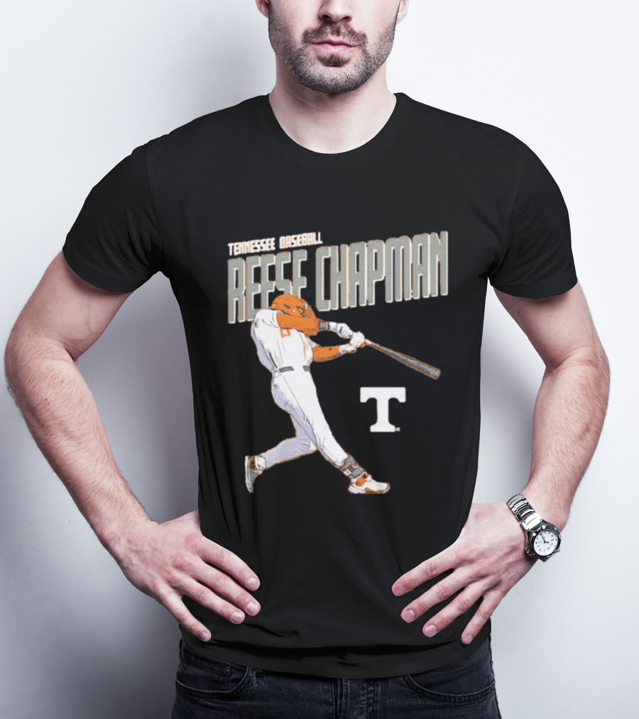 Tennessee Baseball Reese Chapman Swinging Action T-Shirt