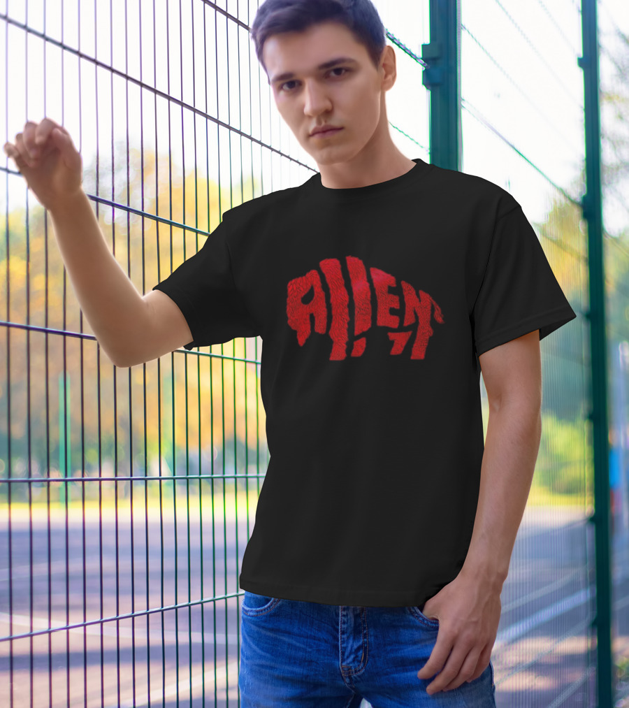 Allen Buffalo Bills Football Player Red Furry Letters T-Shirt