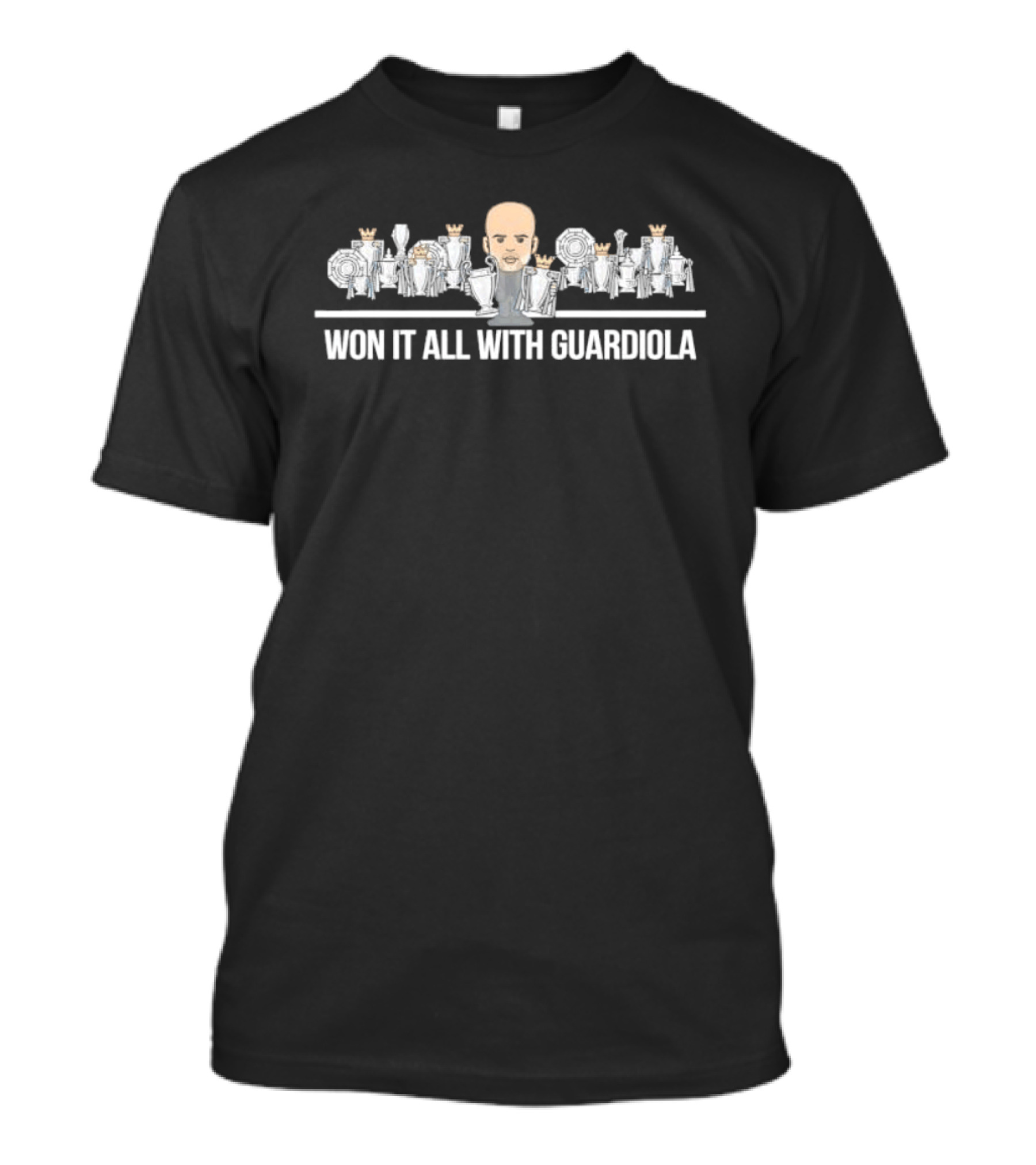 Manchester City Won It All With Guardiola Crown Illustrations T-Shirt