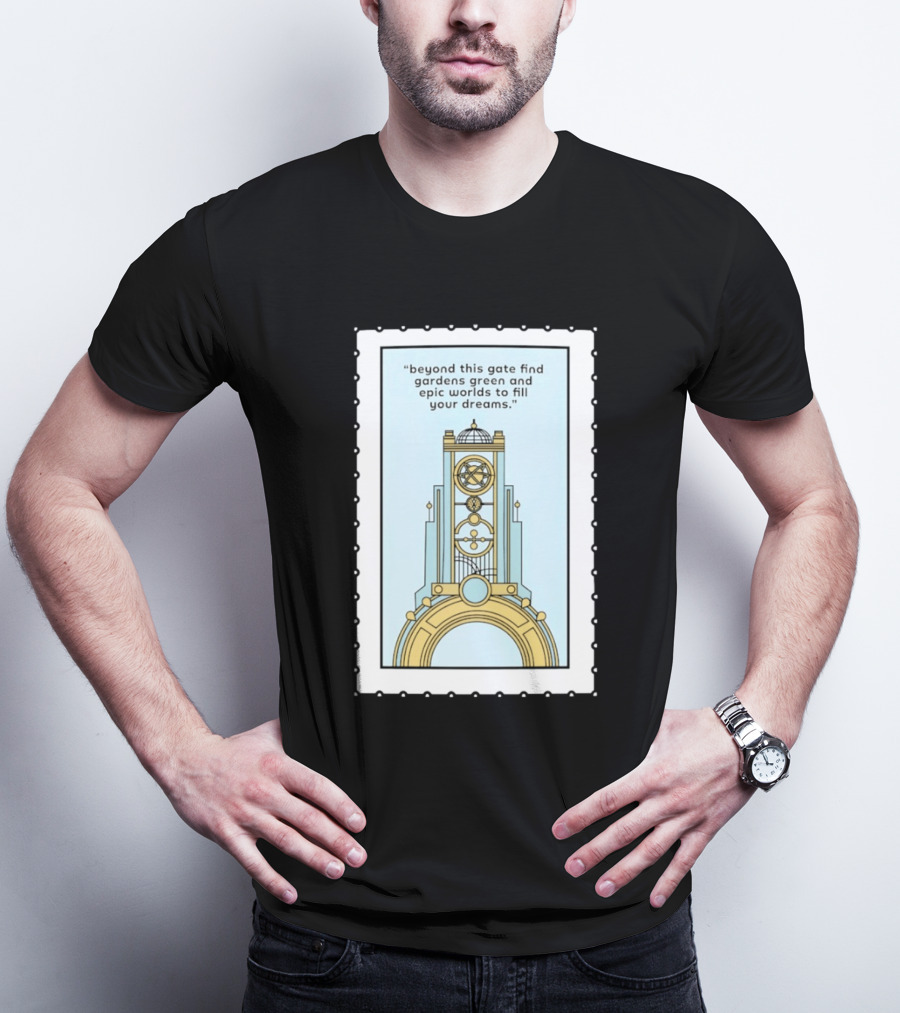Epic Worlds Gate Tower Dreams Imagination Steampunk Deco Fantasy T-Shirt