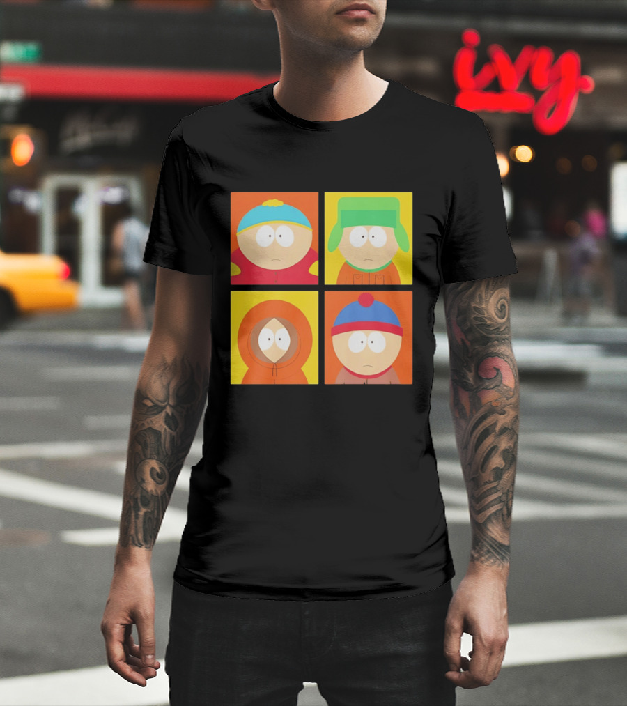 South Park Characters Cartman Kyle Kenny Stan Pop Blocks T-Shirt
