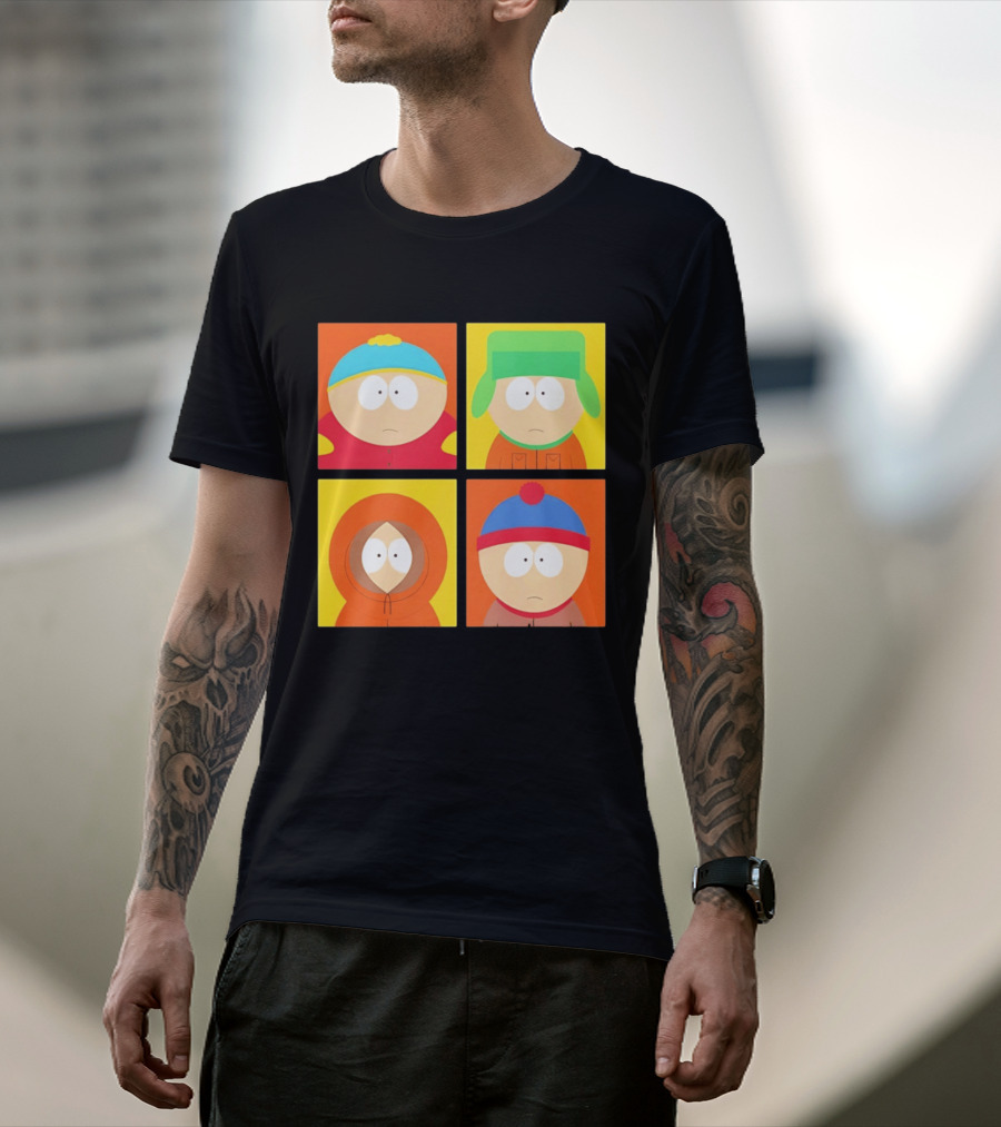 South Park Characters Cartman Kyle Kenny Stan Pop Blocks T-Shirt