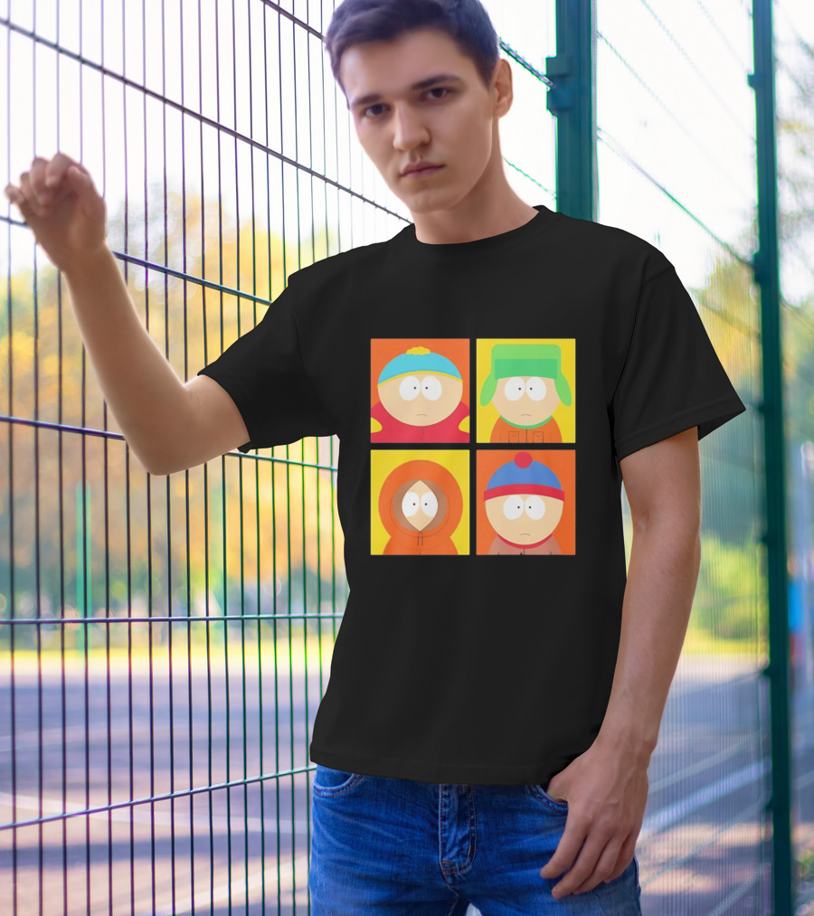South Park Characters Cartman Kyle Kenny Stan Pop Blocks T-Shirt