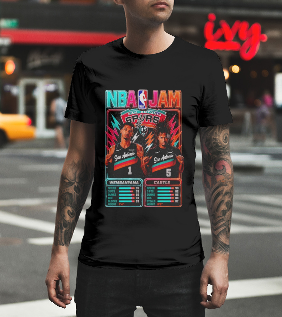 NBA Jam Wembanyama Castle San Antonio Spurs T-Shirt