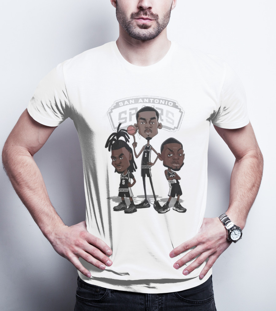 Victor Wembanyama Stephon Castle De'Aaron Fox San Antonio Spurs NBA Caricature T-Shirt