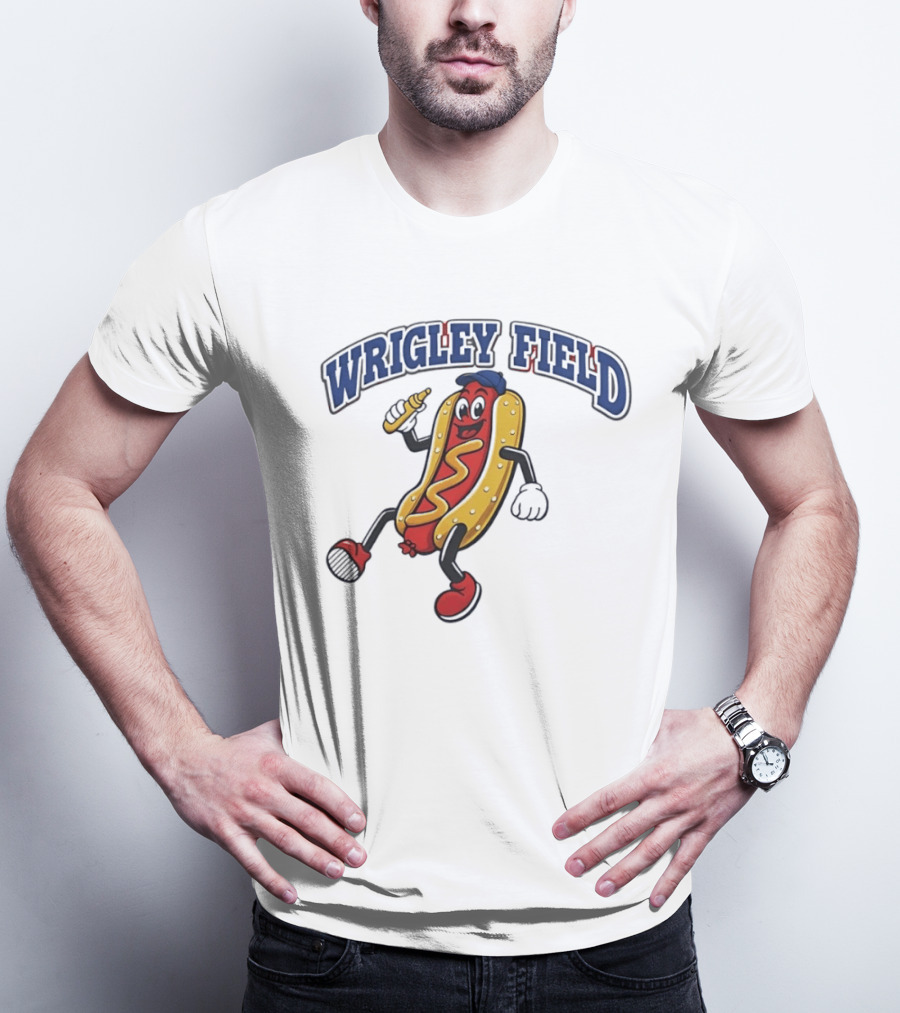 Wrigley Field Hot Dog Mascot Sprint With Mustard T-Shirt