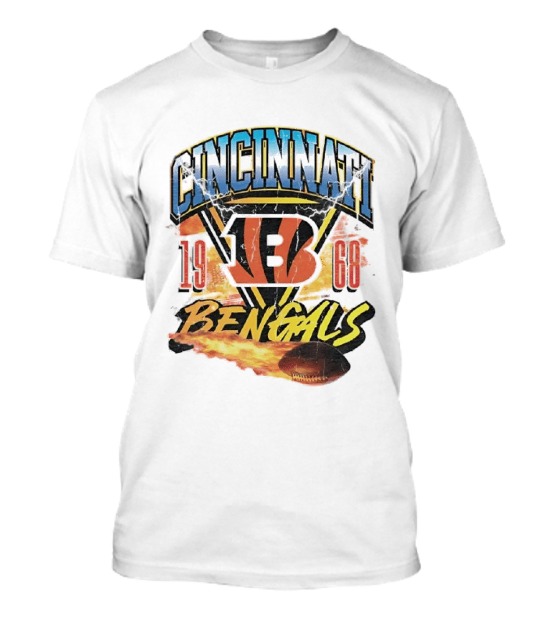 Cincinnati Bengals 1968 Flaming Football Vintage NFL T-Shirt