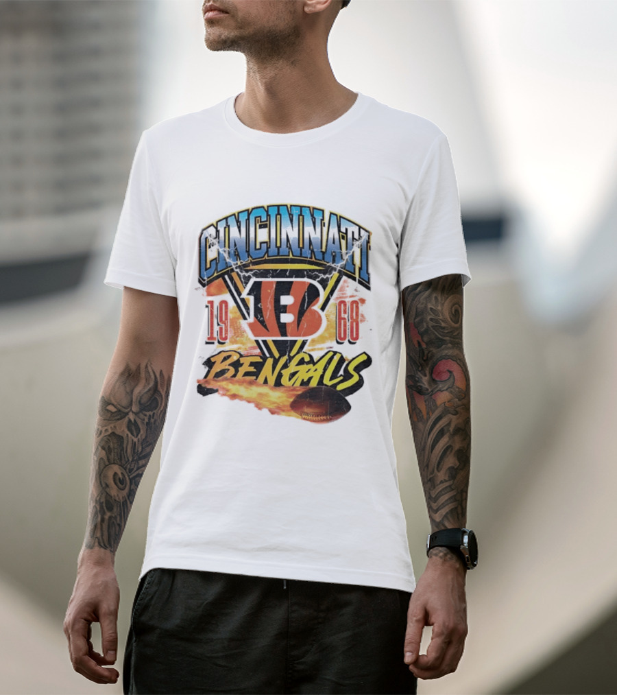 Cincinnati Bengals 1968 Flaming Football Vintage NFL T-Shirt