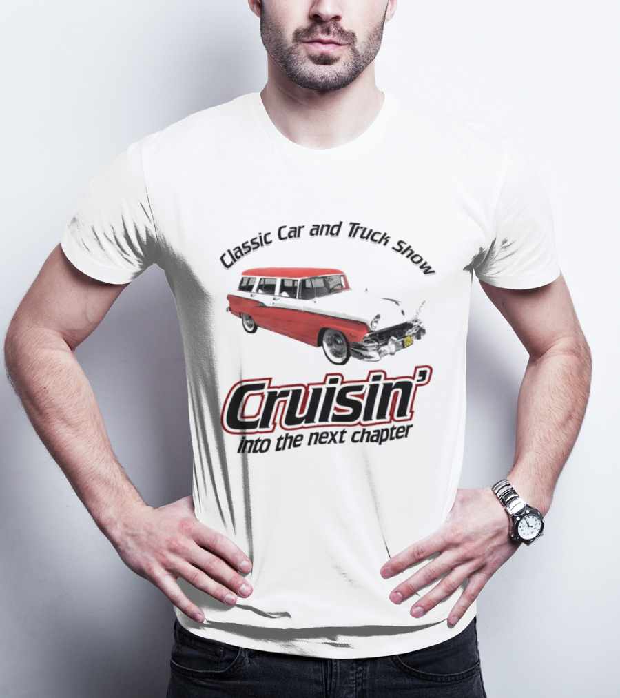 Classic Car And Truck Show Cruisin' Into The Next Chapter Vintage Red Station Wagon T-Shirt