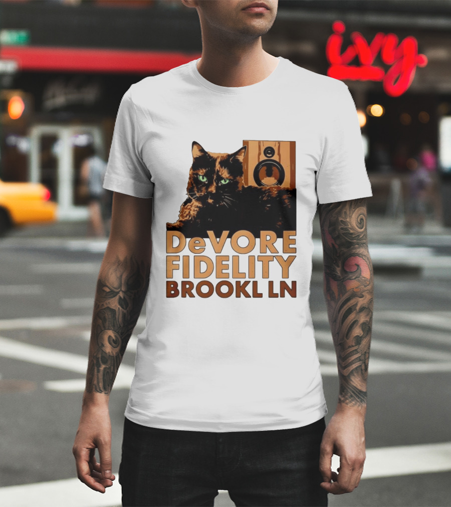 DeVore Fidelity Brooklyn Cat Speaker T-Shirt