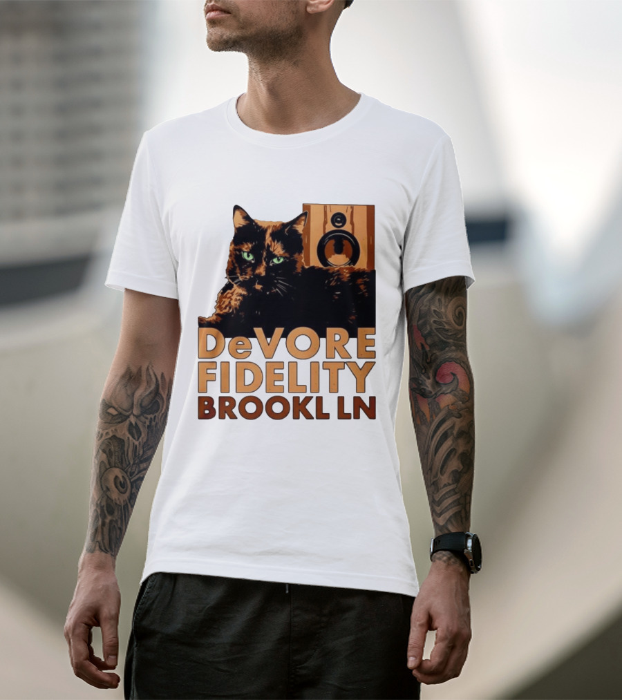 DeVore Fidelity Brooklyn Cat Speaker T-Shirt
