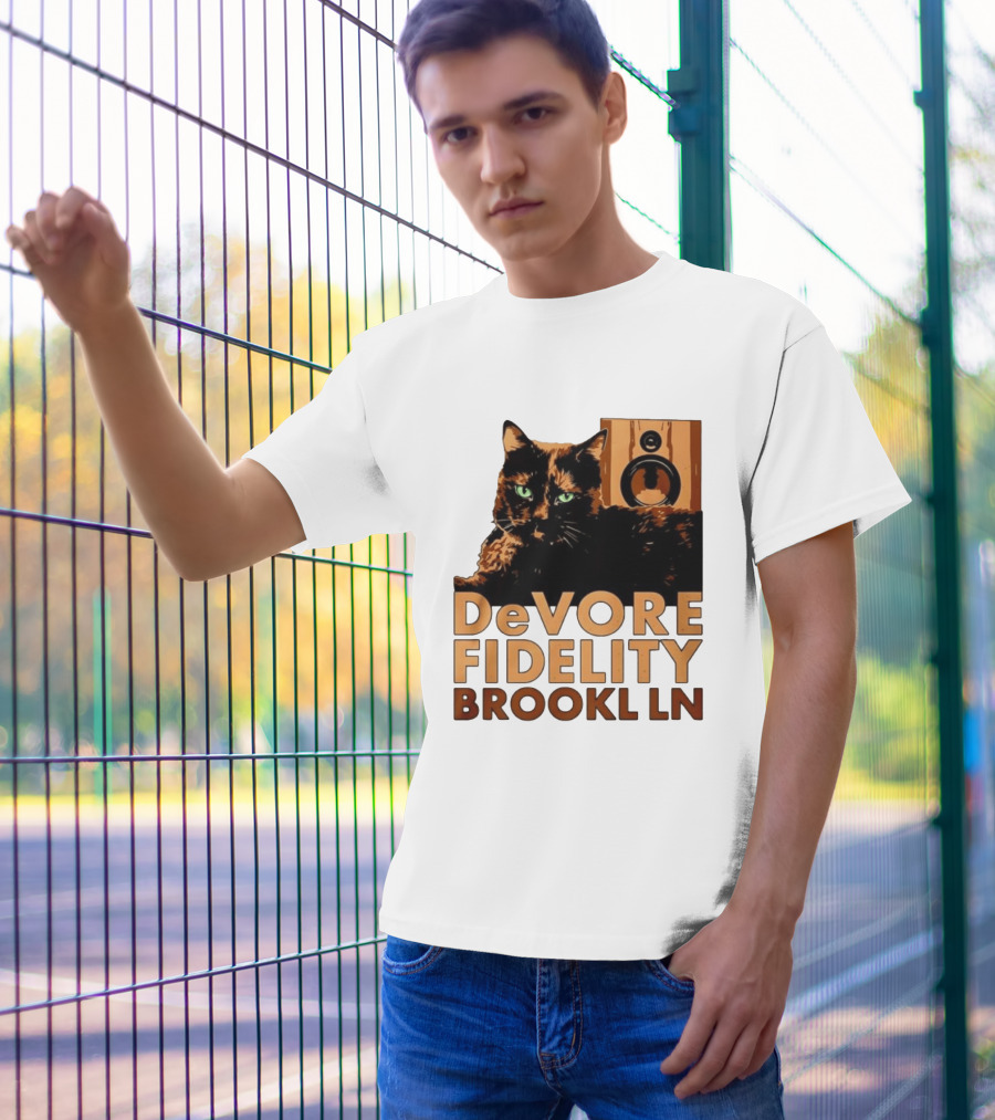 DeVore Fidelity Brooklyn Cat Speaker T-Shirt