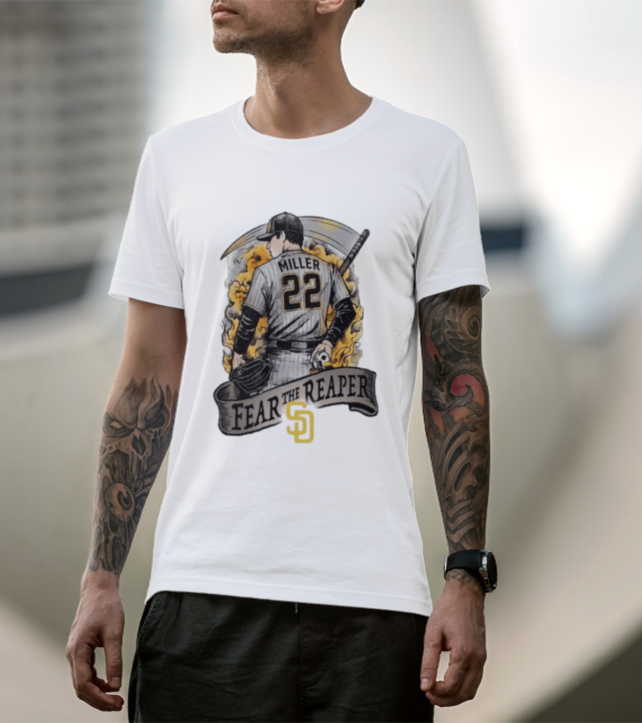 Mason Miller 22 Fear The Reaper San Diego Padres MLB T-Shirt