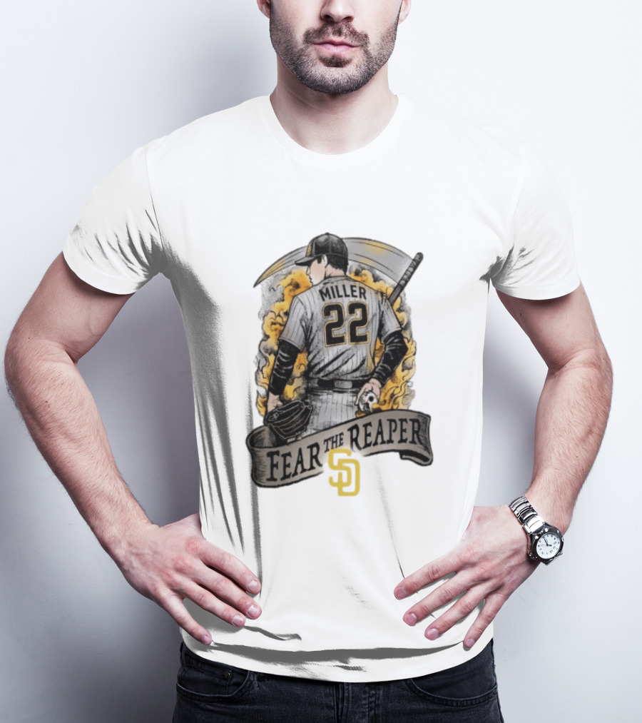 Mason Miller 22 Fear The Reaper San Diego Padres MLB T-Shirt