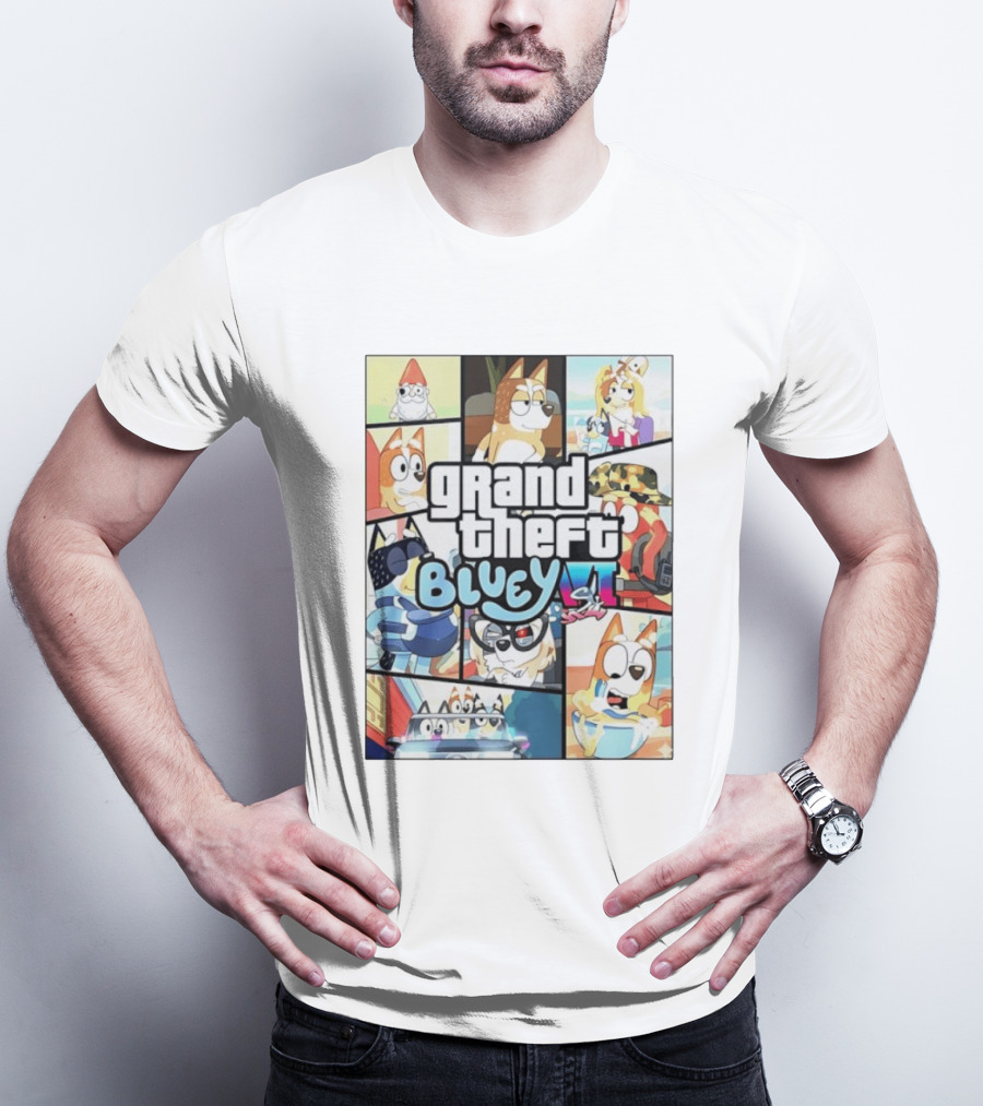 Grand Theft Bluey Funny Cartoon T-Shirt