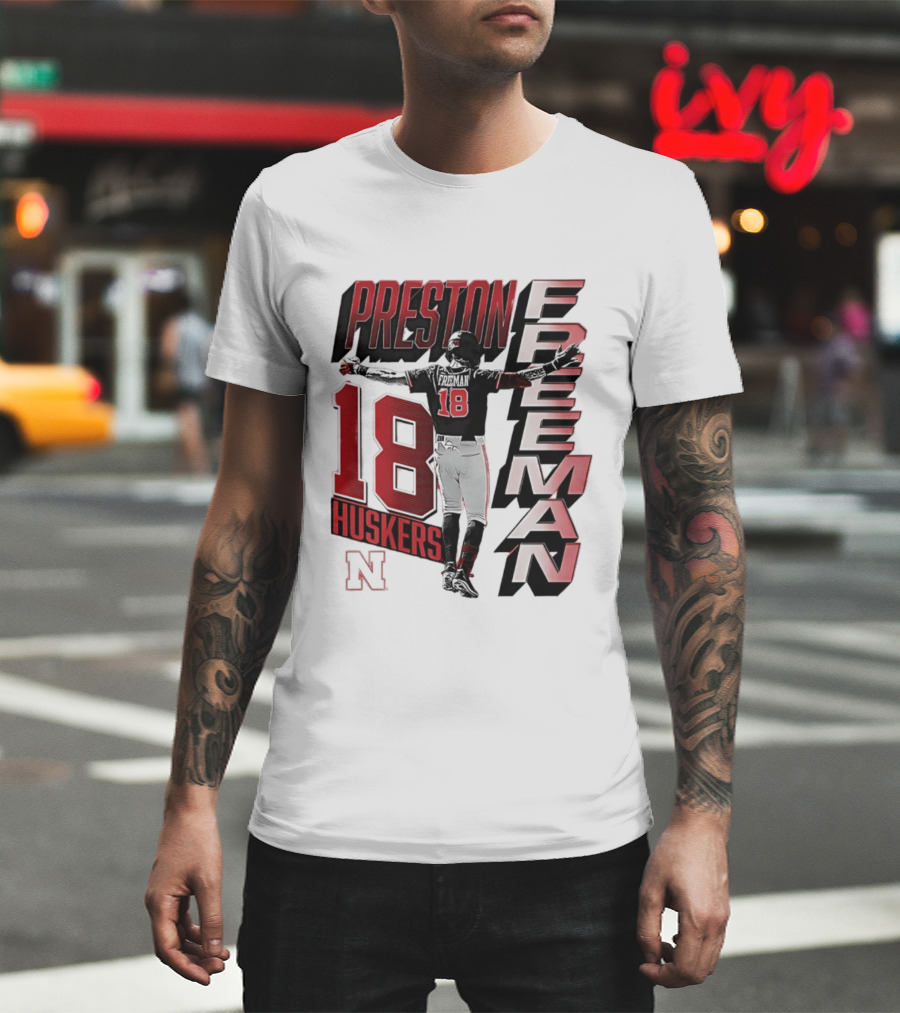 Preston Freeman 18 Huskers Nebraska Football Player T-Shirt
