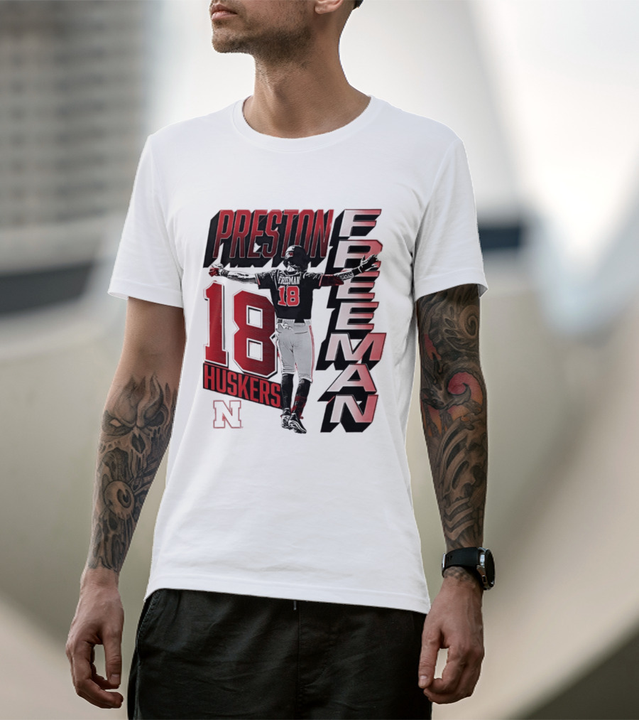 Preston Freeman 18 Huskers Nebraska Football Player T-Shirt