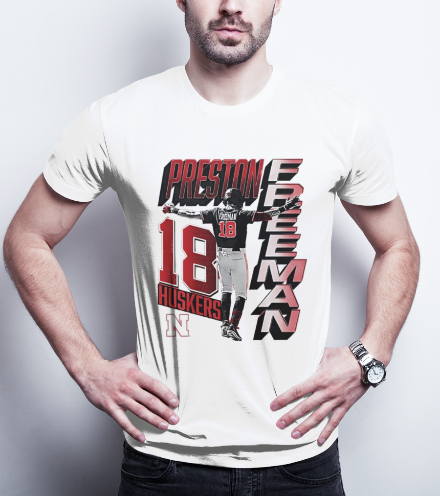 Preston Freeman 18 Huskers Nebraska Football Player T-Shirt