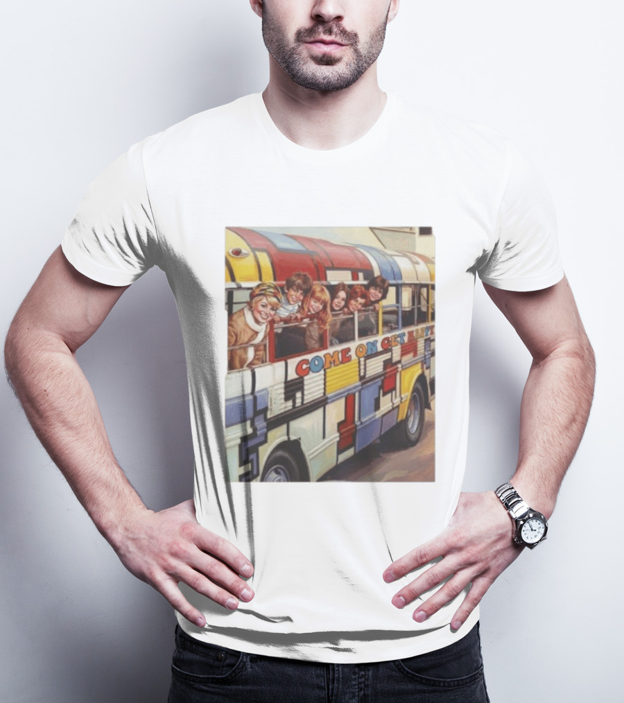 Psychedelic School Bus Come On Get Happy Retro Vibes T-Shirt