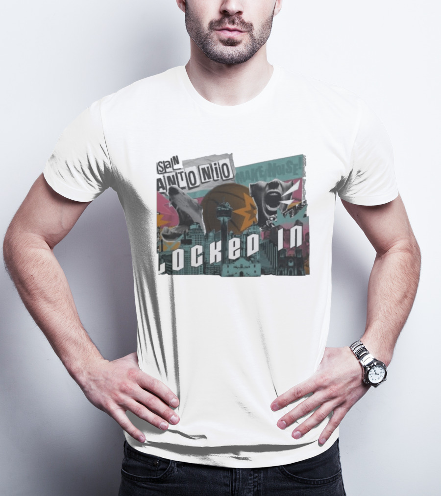 San Antonio Locked In Make Noise Basketball Skyline T-Shirt