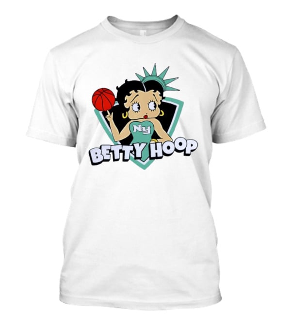 New York Liberty Betty Hoop Basketball Character NY Statue Of Liberty Crown T-Shirt