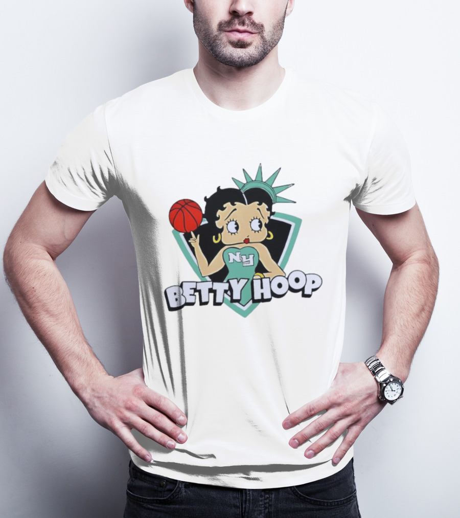 New York Liberty Betty Hoop Basketball Character NY Statue Of Liberty Crown T-Shirt