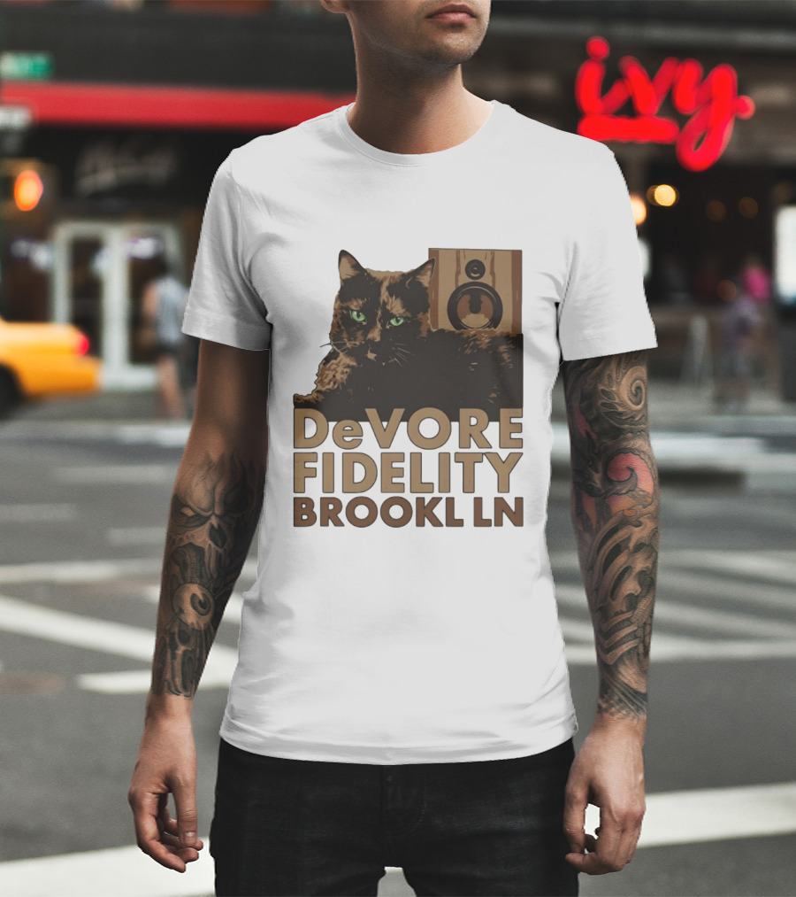 DeVore Fidelity Brooklyn LN Cat Speaker T-Shirt