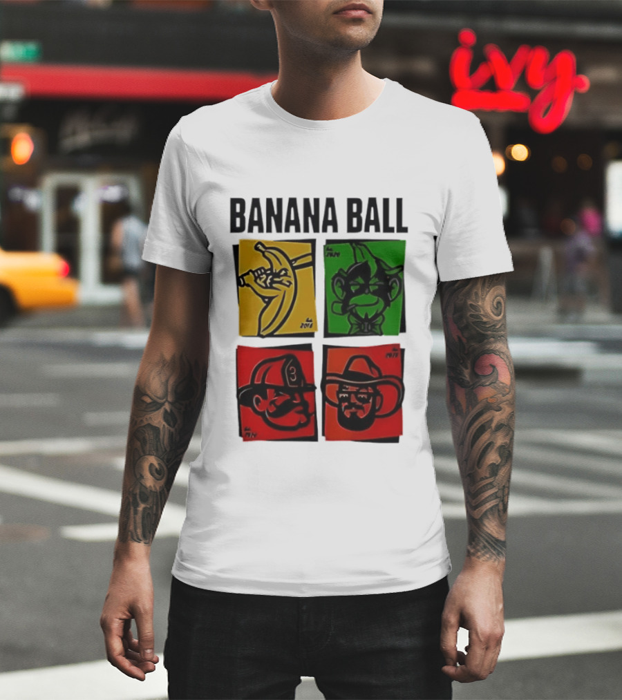 Savannah Bananas Baseball Banana Ball Colorful Character Blocks T-Shirt