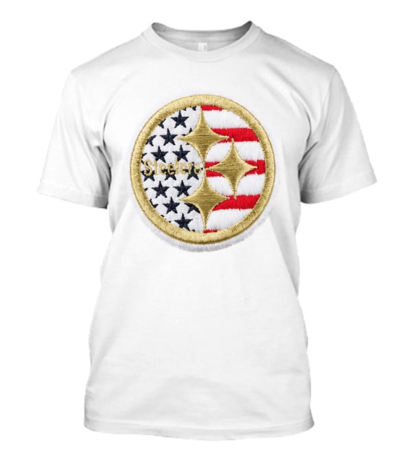 Steelers America 250 Stars And Stripes Patch USA Flag Embroidery T-Shirt