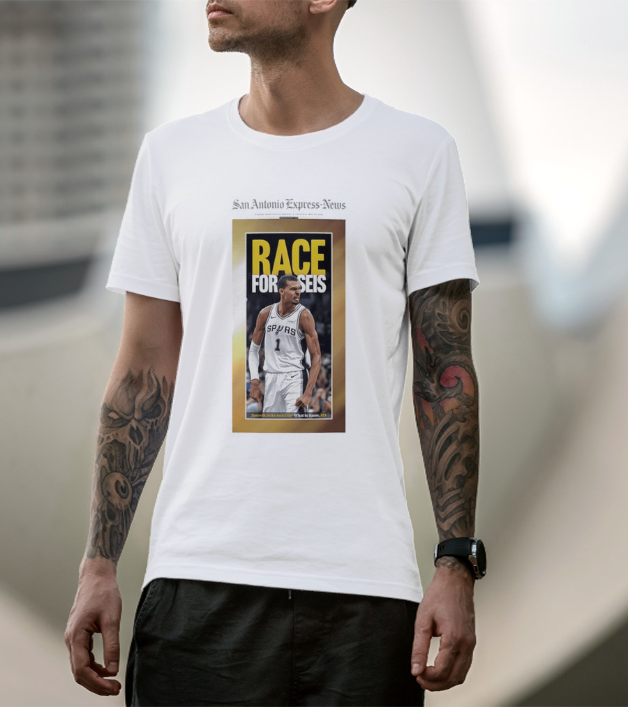 San Antonio Express News Victor Wembanyama Spurs Race For Seis Basketball T-Shirt